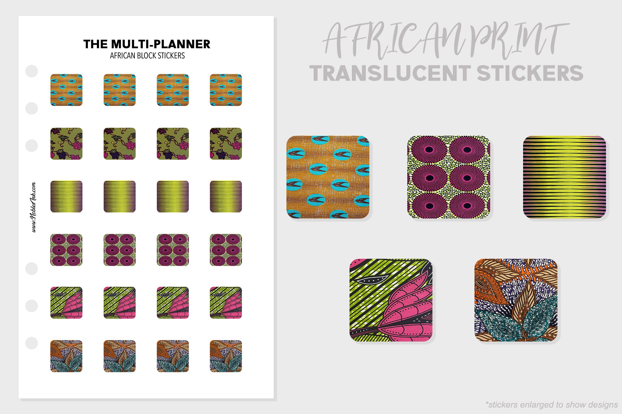 African Print Block Stickers – Nobles Ink